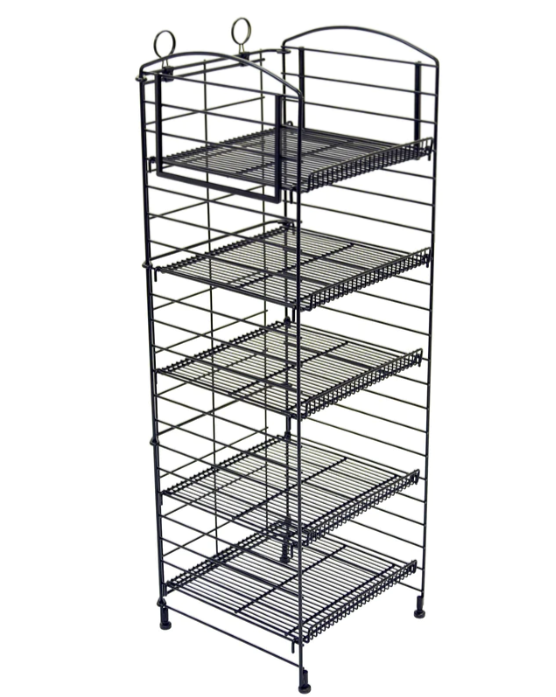 Black Wire Fold-Up 5 Shelves Display Rack-16"w — screengemsinc