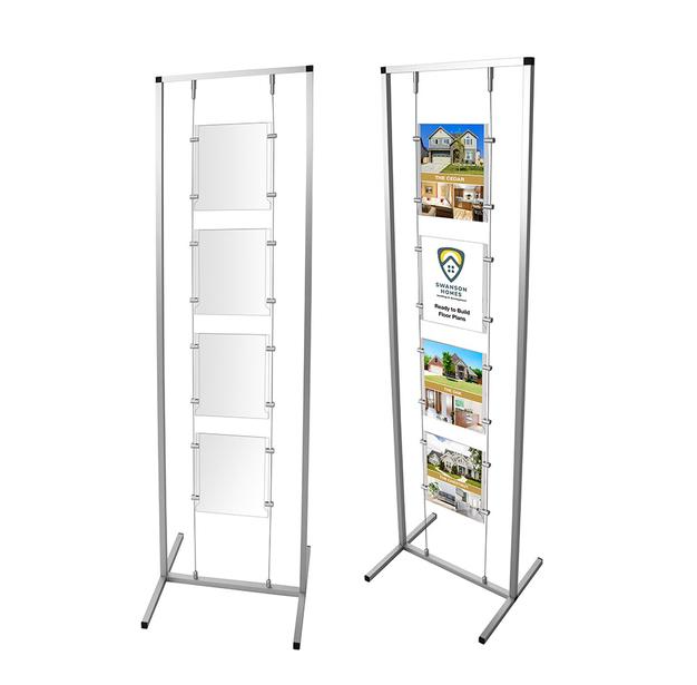 Poster Floor Stand Sign Holder with Cable Hanging System — screengemsinc