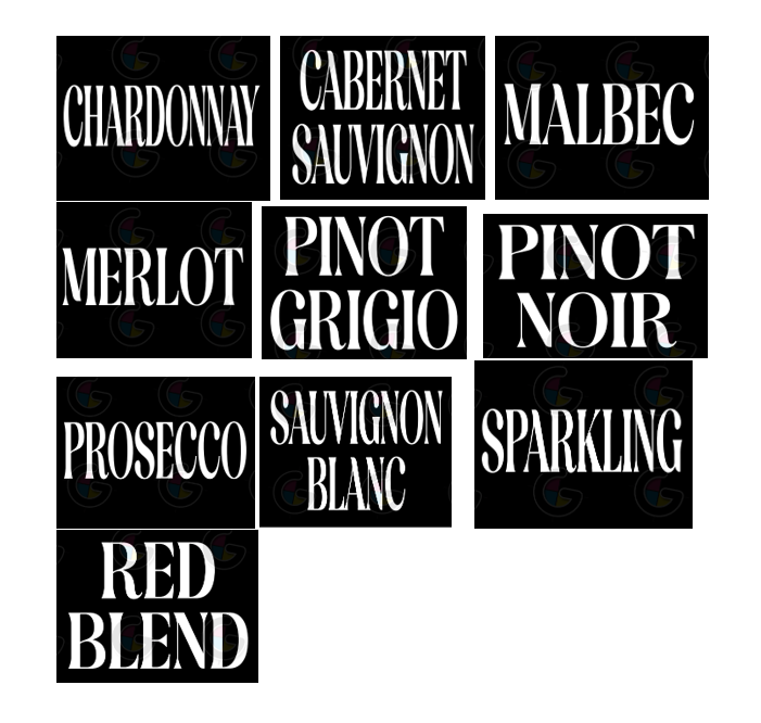Wine Flag Shelf Signs -3"x4" — screengemsinc