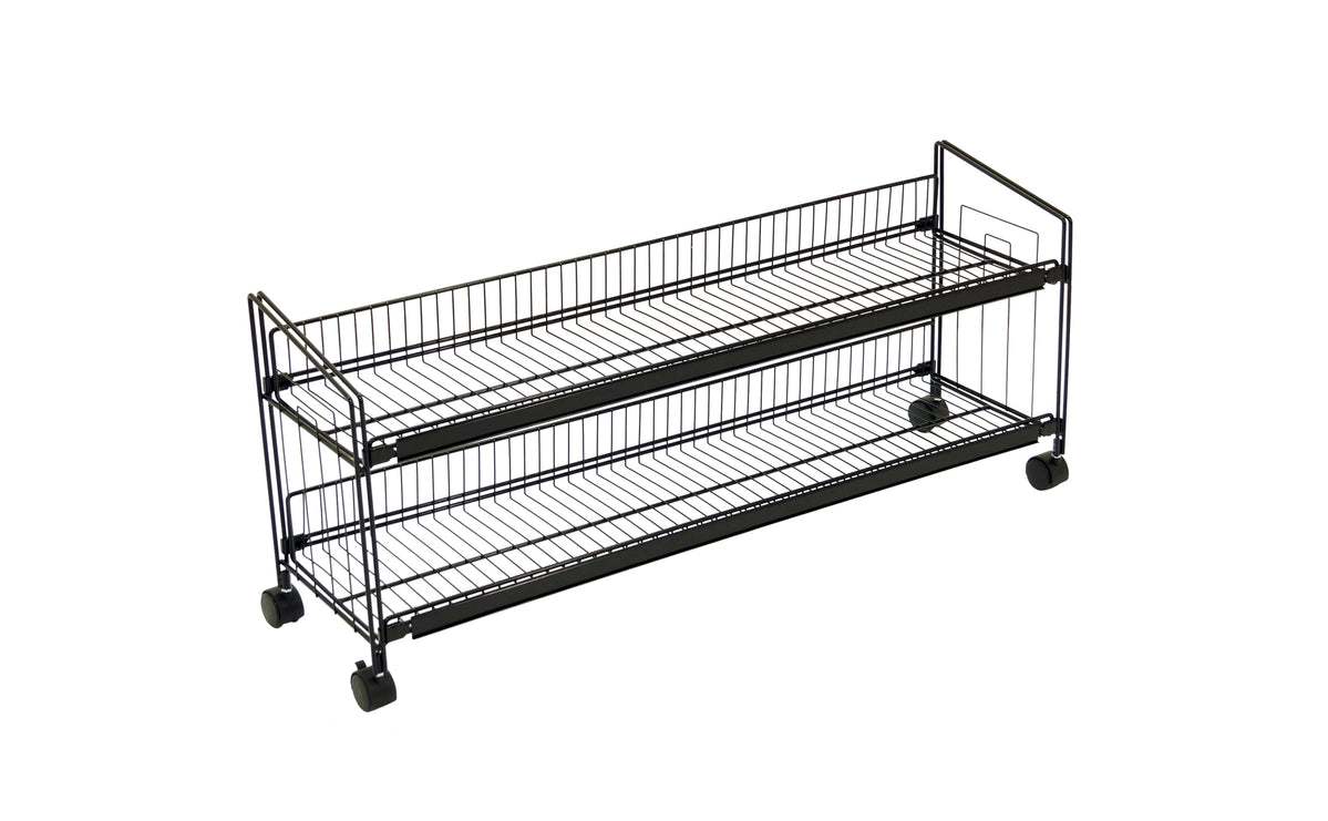 2-Tier Black Wire Knee Knocker Floor Display - 48"W x 12 1/4"D x 21"H ...