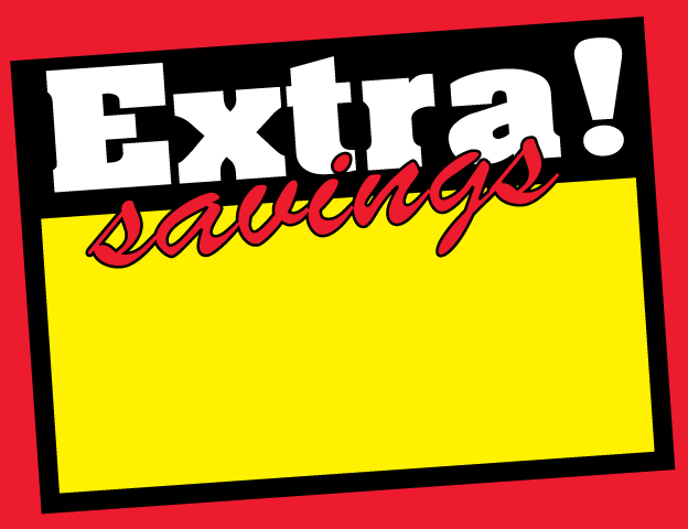 Extra Savings Shelf Signs-Price Cards-11"W x 8.5"H -100 signs ...