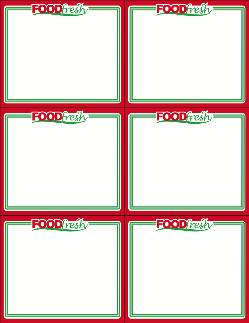 Food Fresh Red 6UP Laser Compatible Shelf Signs-600 signs — screengemsinc