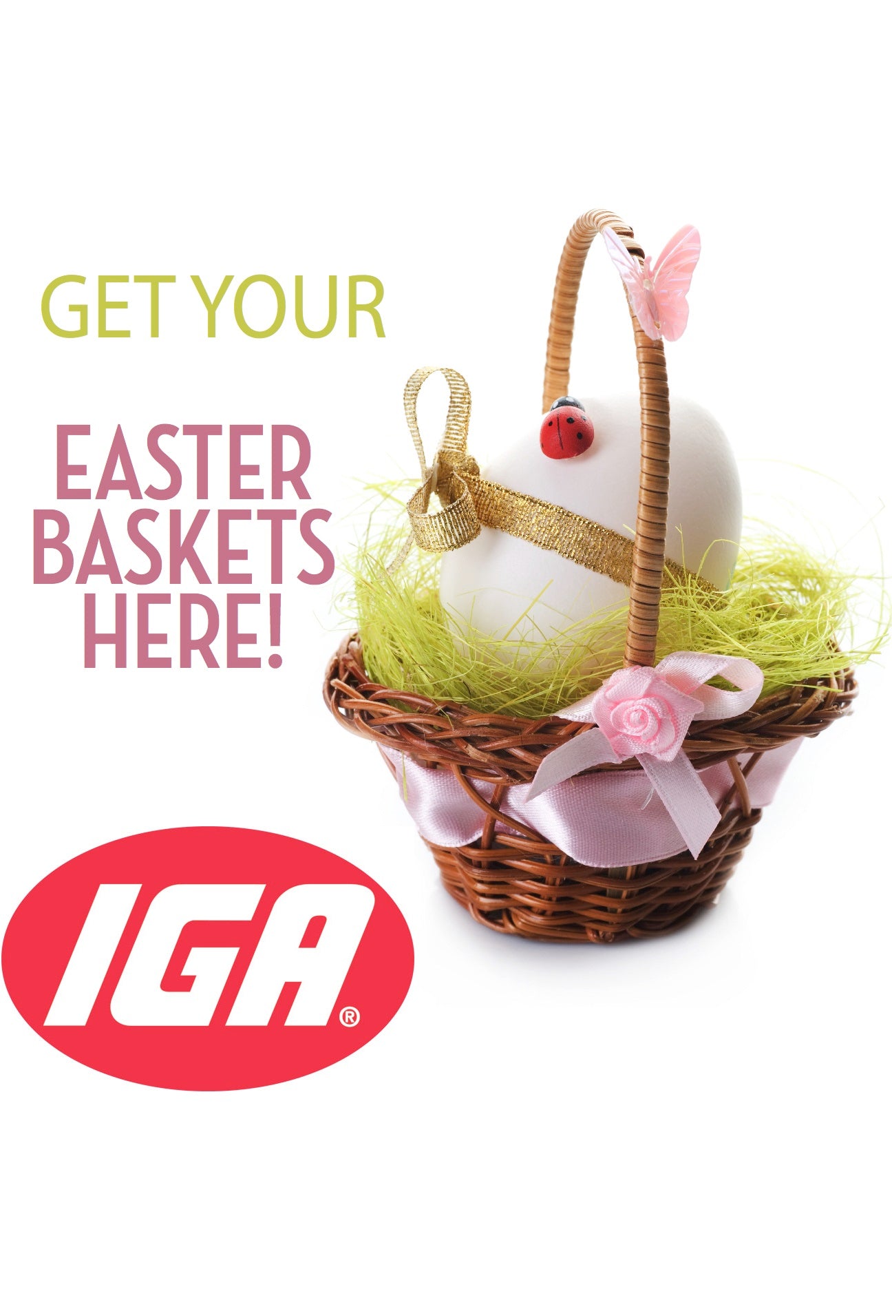 IGA Easter Baskets Floor Stand Stanchion Sign-22" x 28" — screengemsinc