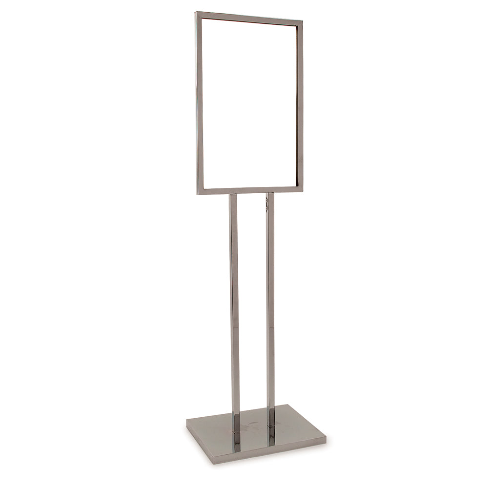 Floor Stand Stanchion Sign Holder-Heavy Duty Base- Chrome-14"W x 22"H ...