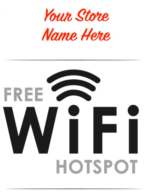 Free Wi Fi Window Signs Poster-Custom Printed 36" W x 48" H — screengemsinc