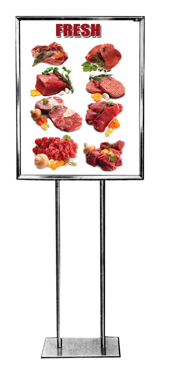 Meat Floor Stand Stanchion Sign 22"W x 28"H — screengemsinc