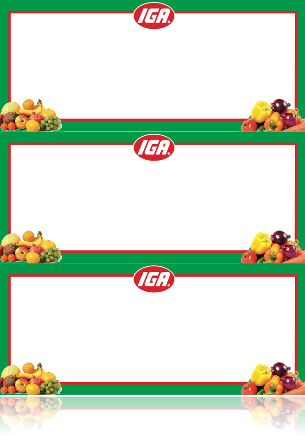 IGA Supermarket Laser Compatible Shelf Signs-Produce-3UP -300 signs ...
