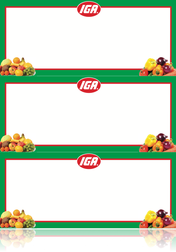 IGA Supermarket Laser Compatible Shelf Signs-Produce-3UP -300 signs ...
