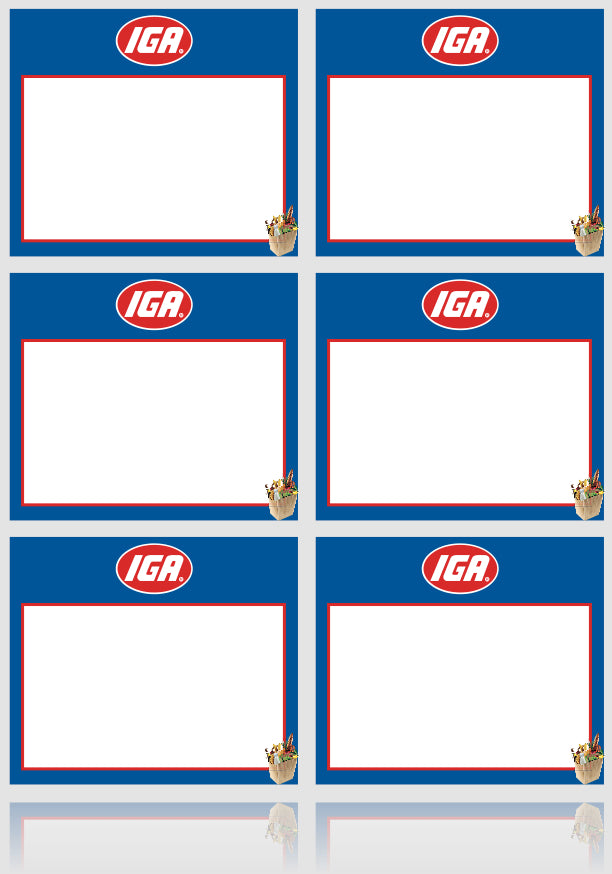 IGA Shelf Signs-Grocery Department-6UP Laser Compatible Shelf Signs- 6 ...