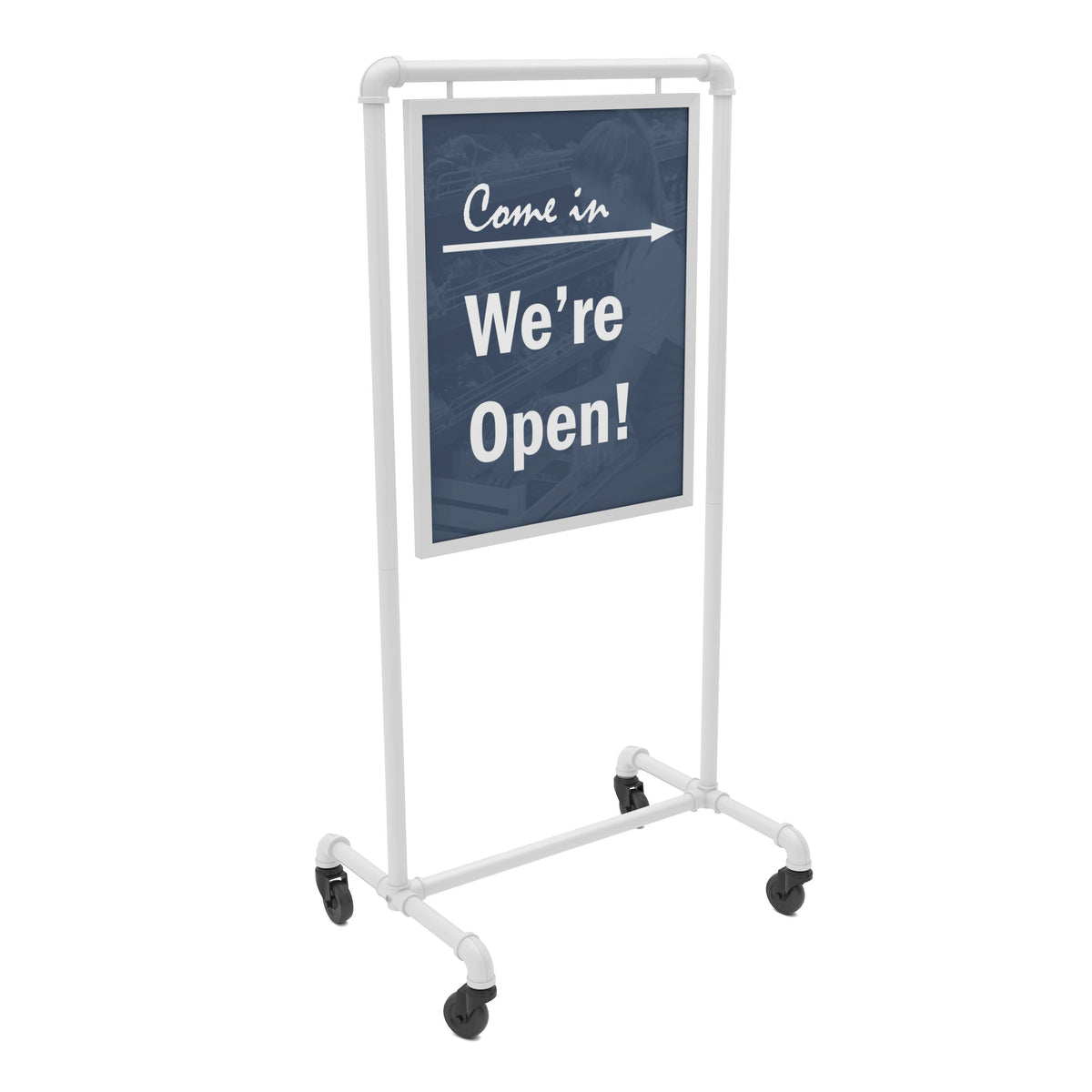 Gloss White Industrial Design Bulletin Sign Holders w/ Casters ...