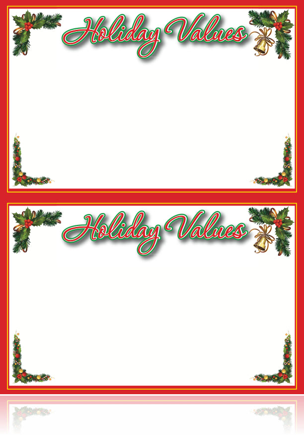 Holiday Values Shelf Signs Price Cards-2 UP Laser Compatible Signs- 10 ...