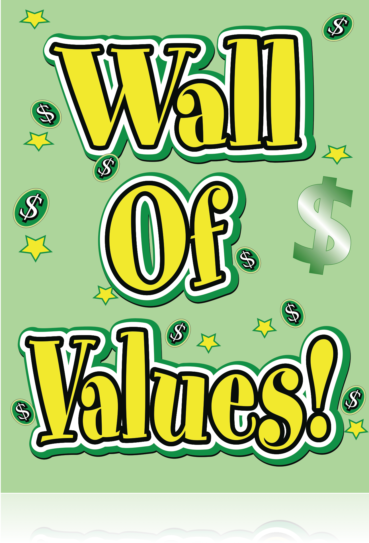Wall of Values Hanging Sign-22" W x 28" L — screengemsinc