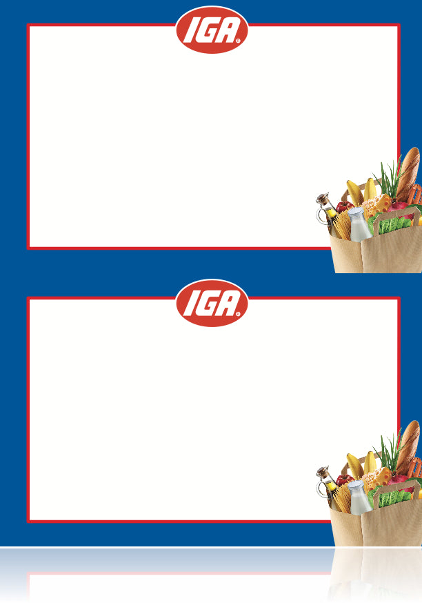 IGA Shelf Signs- Grocery Department Laser Compatible Shelf Signs- 2 up ...