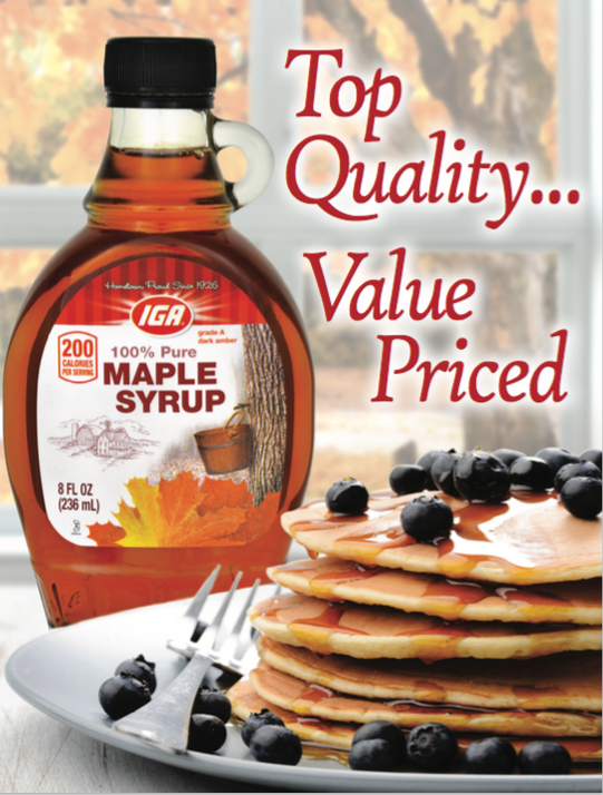 IGA Branded - Maple Syrup Stanchion Sign 22" x 28" — screengemsinc