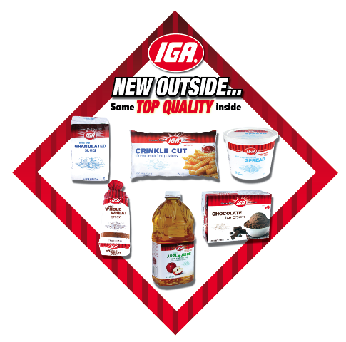 IGA Brand Ceiling Dangler-22"W x 22"L- 4 piece — screengemsinc