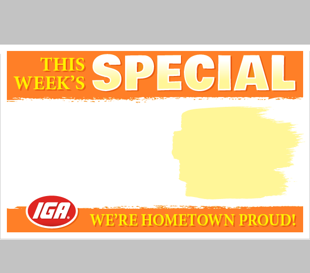 IGA This Weeks Special Shelf Signs-Laser Price Cards-11"w x 7"H -100 s ...