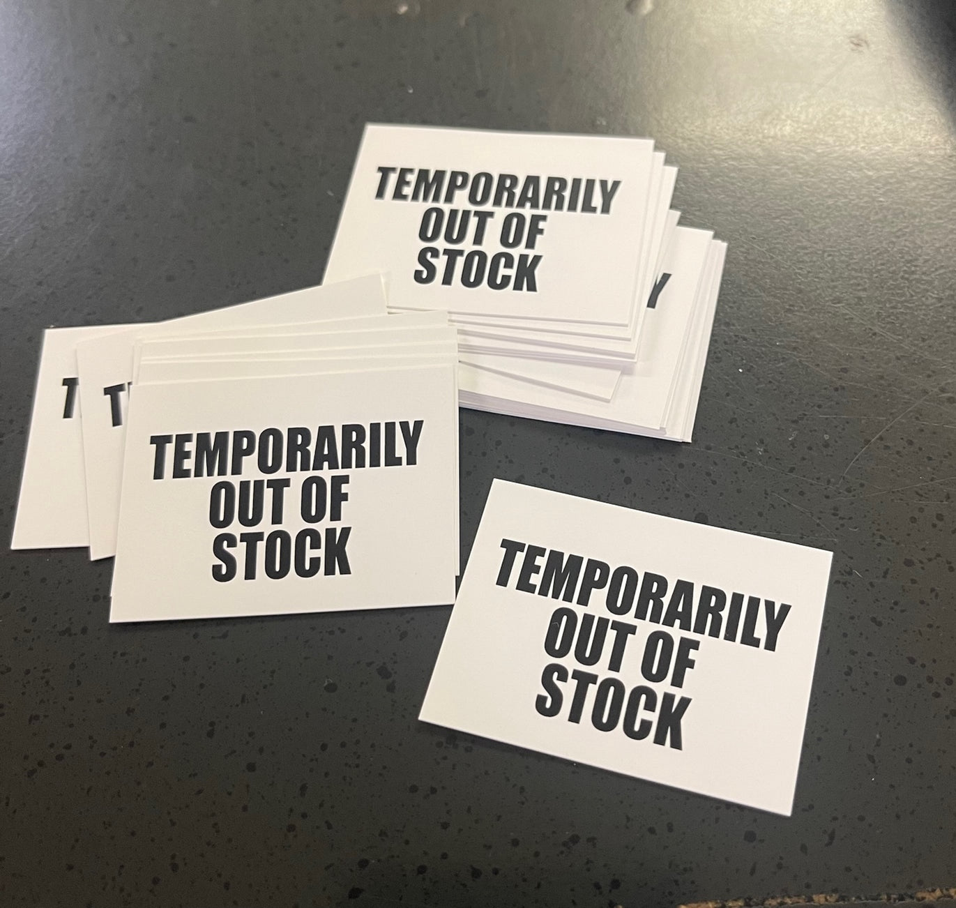 Temporarily Out of Stock Tags-Black- 100 pieces — screengemsinc