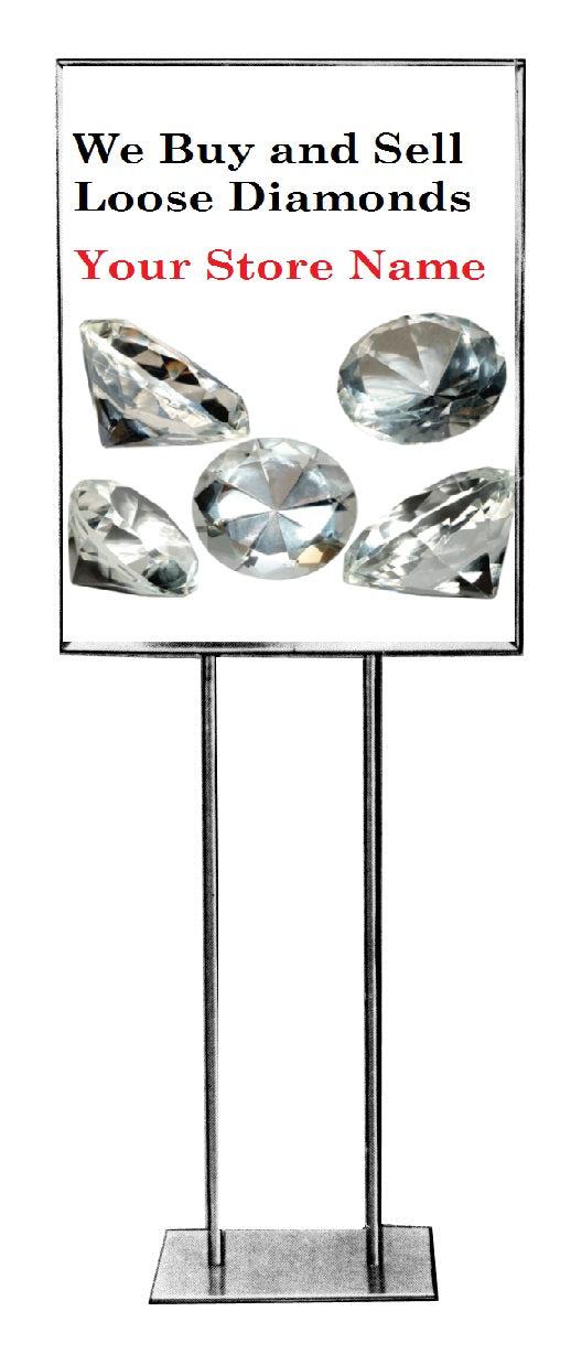 Jewelry Store Diamonds Floor Stand Stanchion Signs-22"x28" — screengemsinc