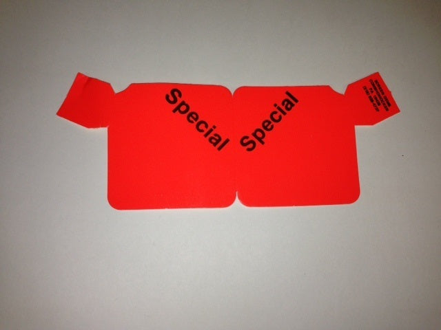 Special Red Fluorescent Flag Shelf Signs-100 signs — screengemsinc