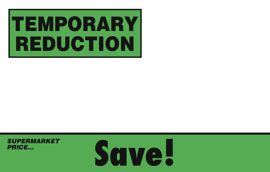 Temporary Reduction Shelf Signs Price Cards- 11"W x 7"H-100 signs ...