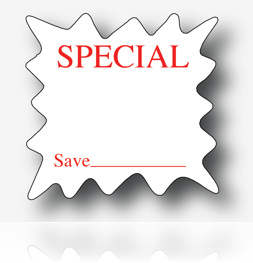 Special Die Cut Starburst Shelf Signs- 6"H x 6"W -100 signs — screengemsinc