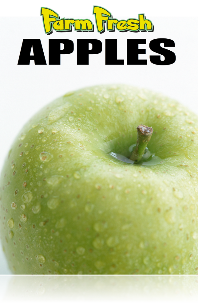 Farm Fresh Apples Produce Window Sign Poster-36"W x 48"H — screengemsinc