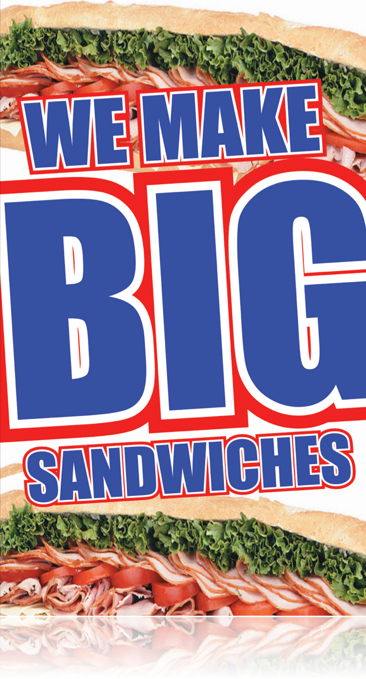Deli Sandwiches Window Sign or Wall Poster-36"W x 48"H — screengemsinc