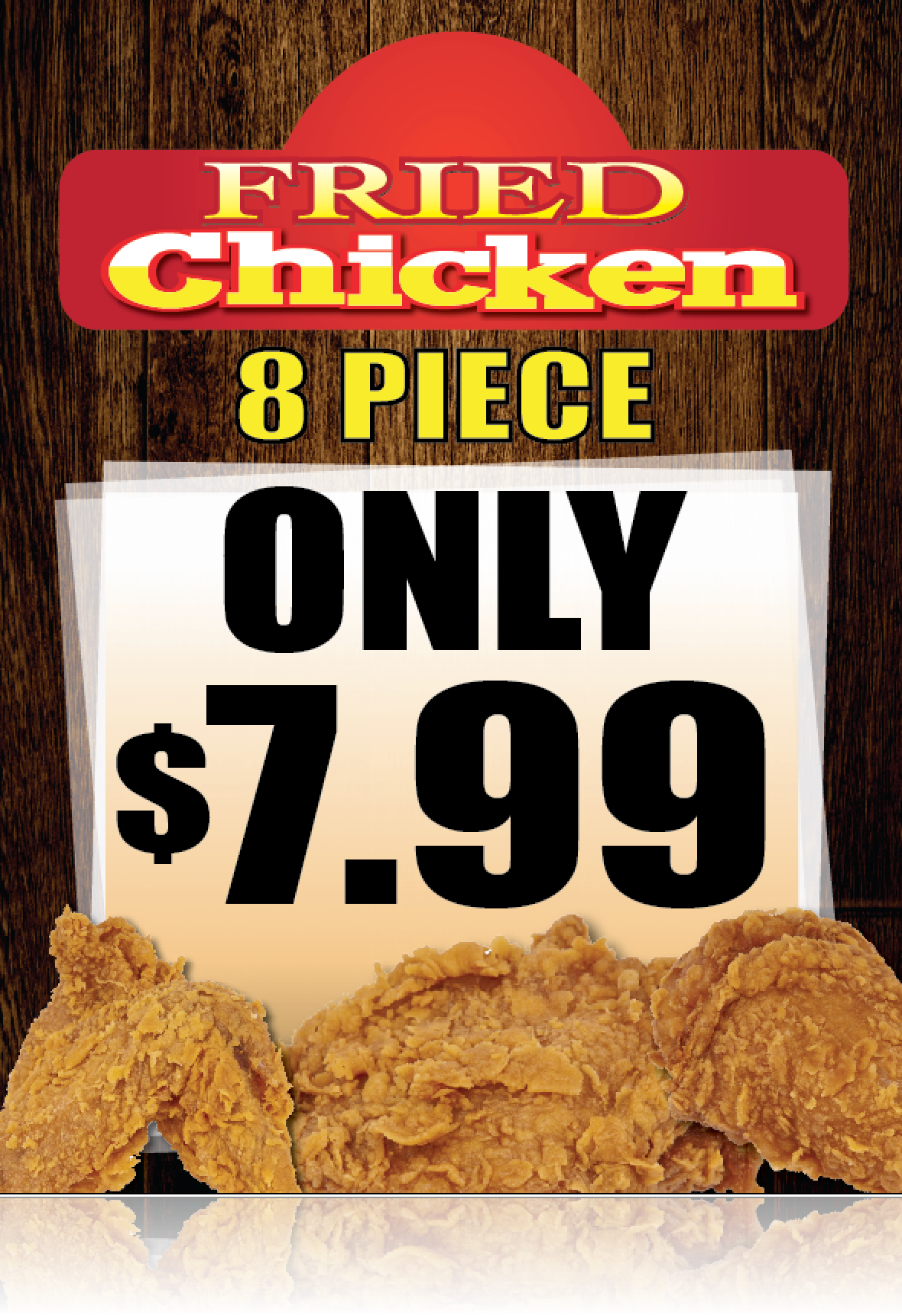 Fried Chicken Window Signs or Wall Poster-36"W x 48"H — screengemsinc