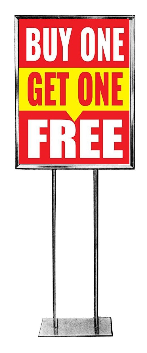 Buy One Get One Free Standard Poster Floor Stand Sign-Yellow-22x28 ...