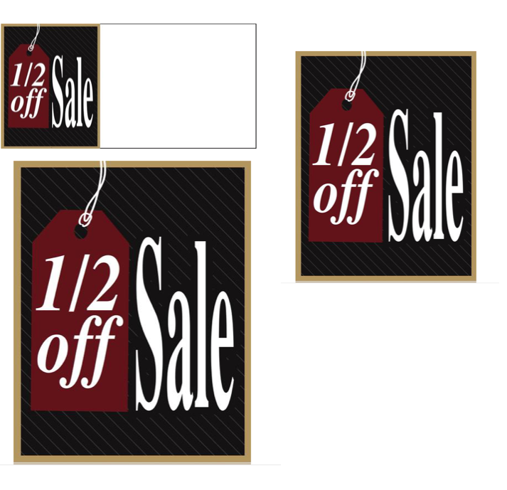 1/2 Off Sale Retail Sale Event Sign Kit -56 pieces — screengemsinc